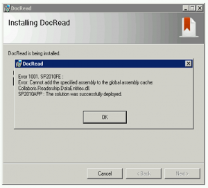 Cannot add specified assembly to cache - Collaboris